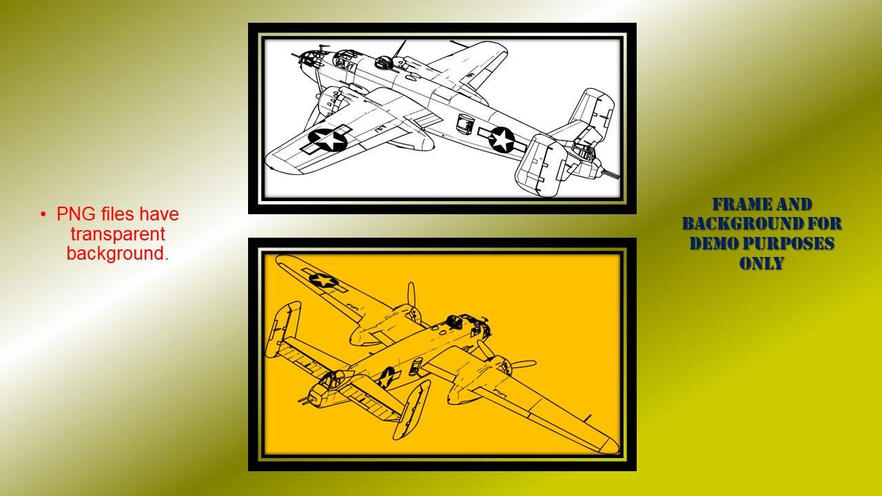 B-25 Mitchell Aircraft Collection (SVG & PNG Formats) Digital Military ...