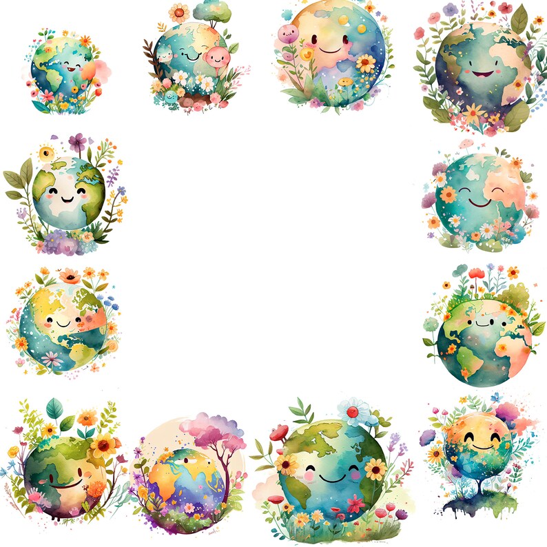 Earth Day Printable Clipart, Save the Planet, Watercolor Earth Day Clip ...