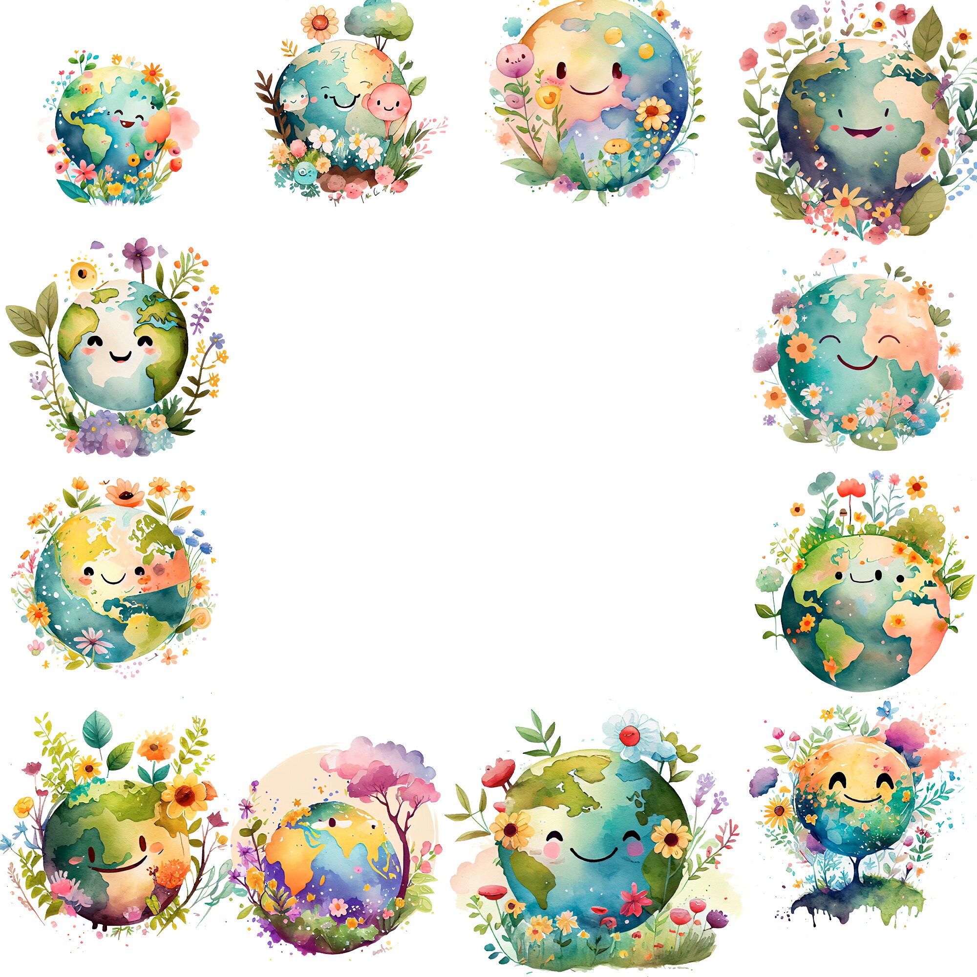 Earth Day Printable Clipart, Save the Planet, Watercolor Earth Day Clip ...