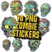Undead Sticker Bundle Zombie Decals 70 PNG Digital Zombie Sticker Sheet ...