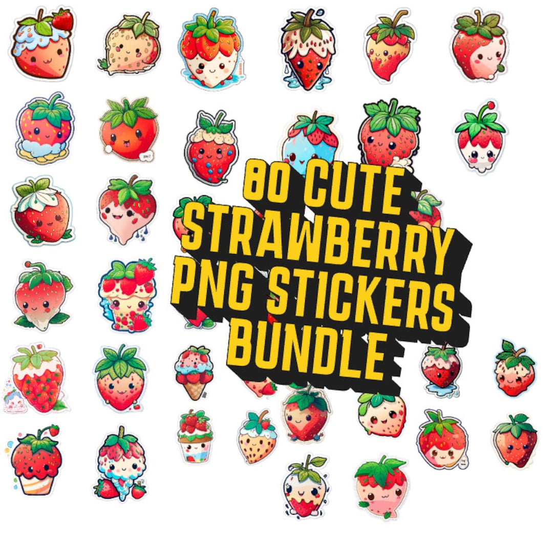 Cute Kawaii Strawberry Stickers, Strawberry Decal Sheet, Strawberry ...