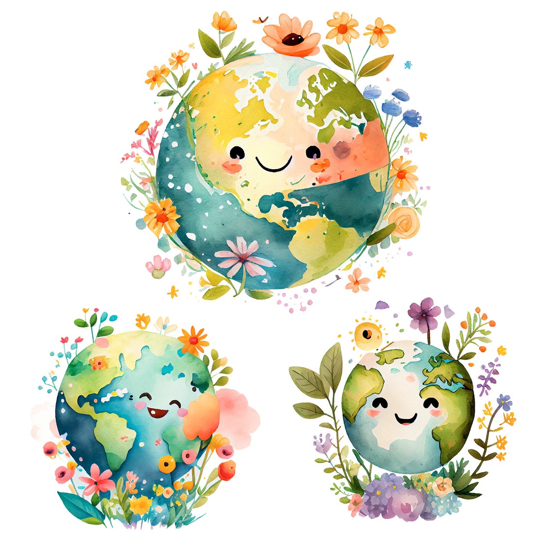 Earth Day Printable Clipart, Save the Planet, Watercolor Earth Day Clip ...