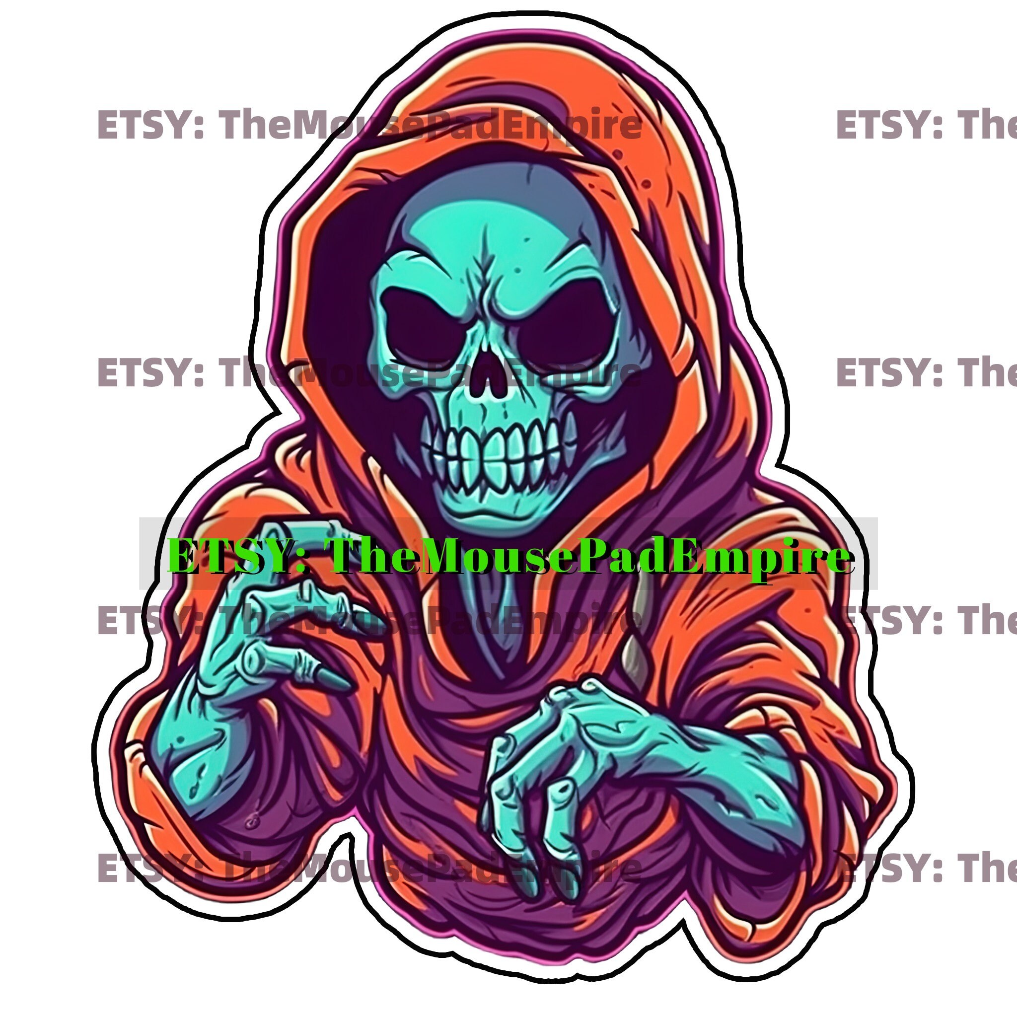 Grim Reaper Sticker PNG Set, Skeleton Car Stickers Pack, Grim Reaper ...