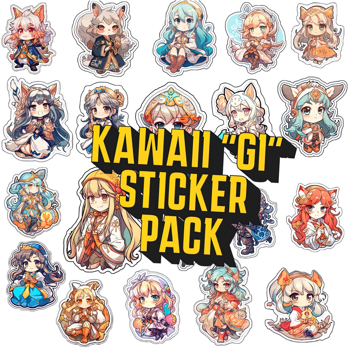 Kawaii Stickers Sheet Digital Printable, Kawaii Girl Clipart ...