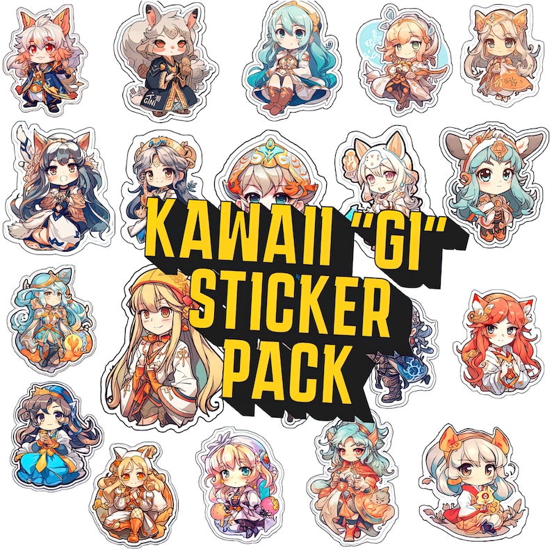 Kawaii Stickers Sheet Digital Printable, Kawaii Girl Clipart ...