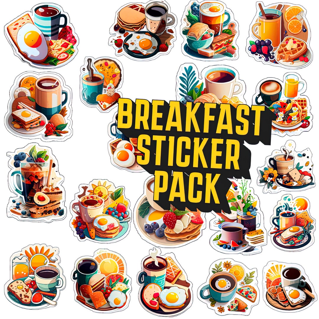 Tasty Breakfast Sticker Pack PNG, 20 Morning Meal Clipart Printable ...