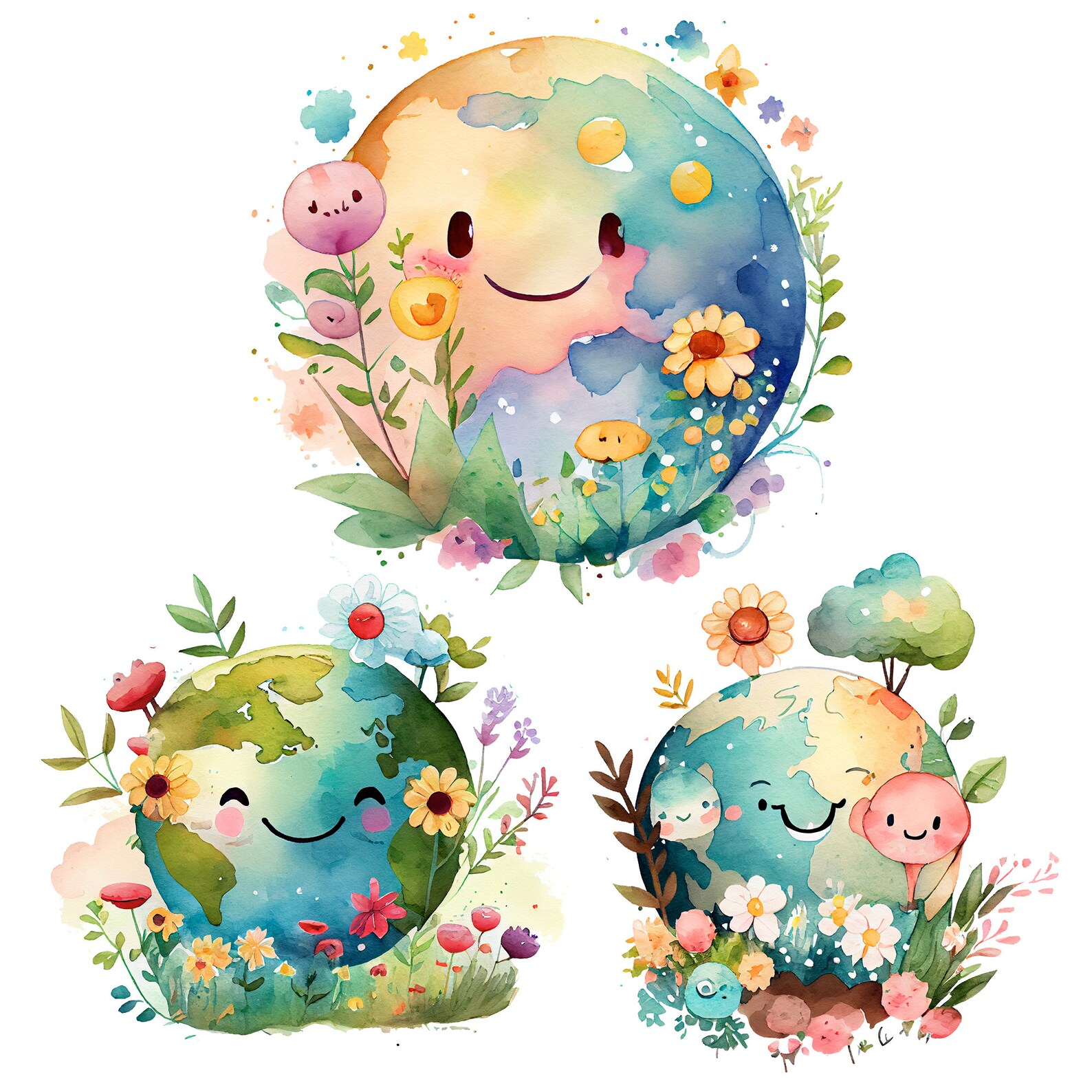 Earth Day Printable Clipart, Save the Planet, Watercolor Earth Day Clip ...