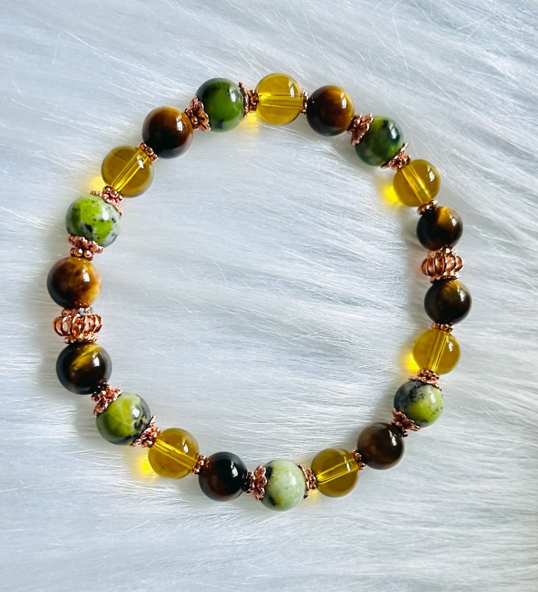 PMS Bracelet - Chrysoprase Tiger’s Eye Healing Energy Crystal Bracelet ...