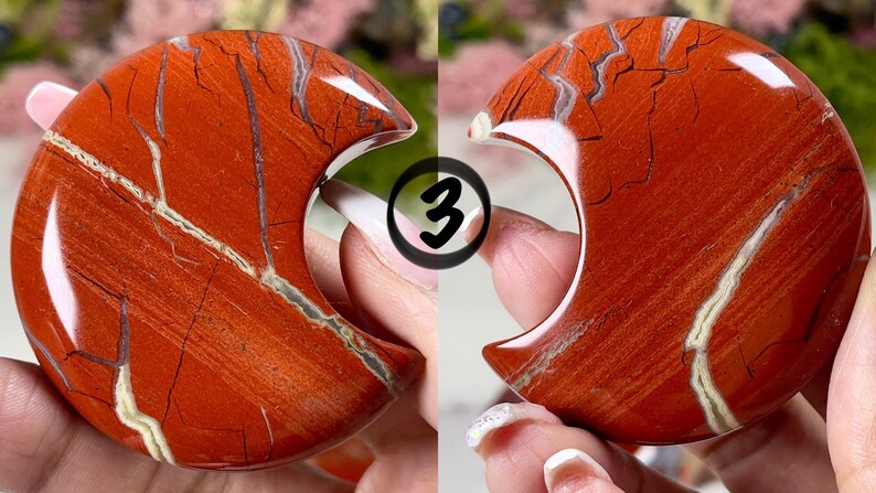 Red Jasper Moon With Natural Quartz Veining | Polished Crescent Moon ...