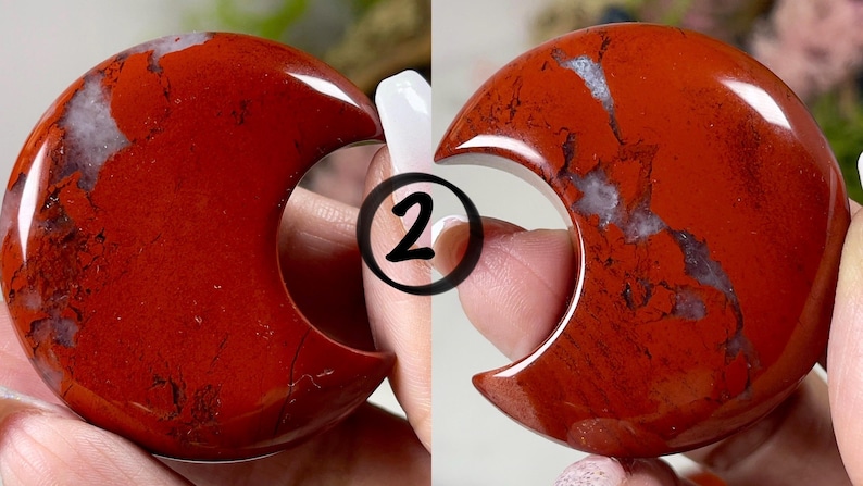Red Jasper Moon With Natural Quartz Veining | Polished Crescent Moon ...