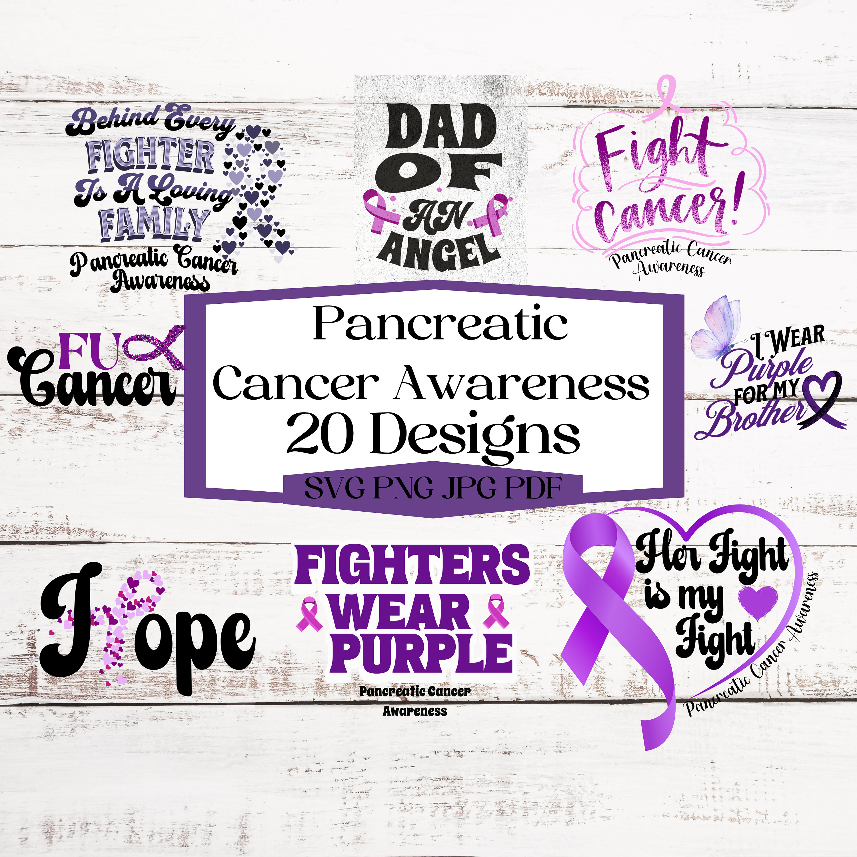 Pancreatic Cancer Ribbon SVG Bundle 20 Designs Pancreatic - Etsy
