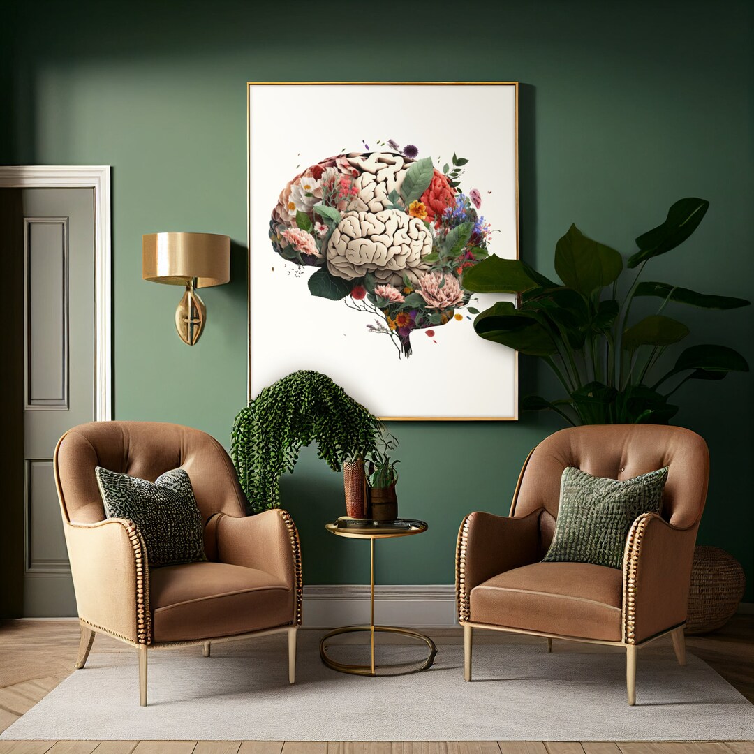 Printable Floral Brain Brain Art Print Flower Brain Art - Etsy
