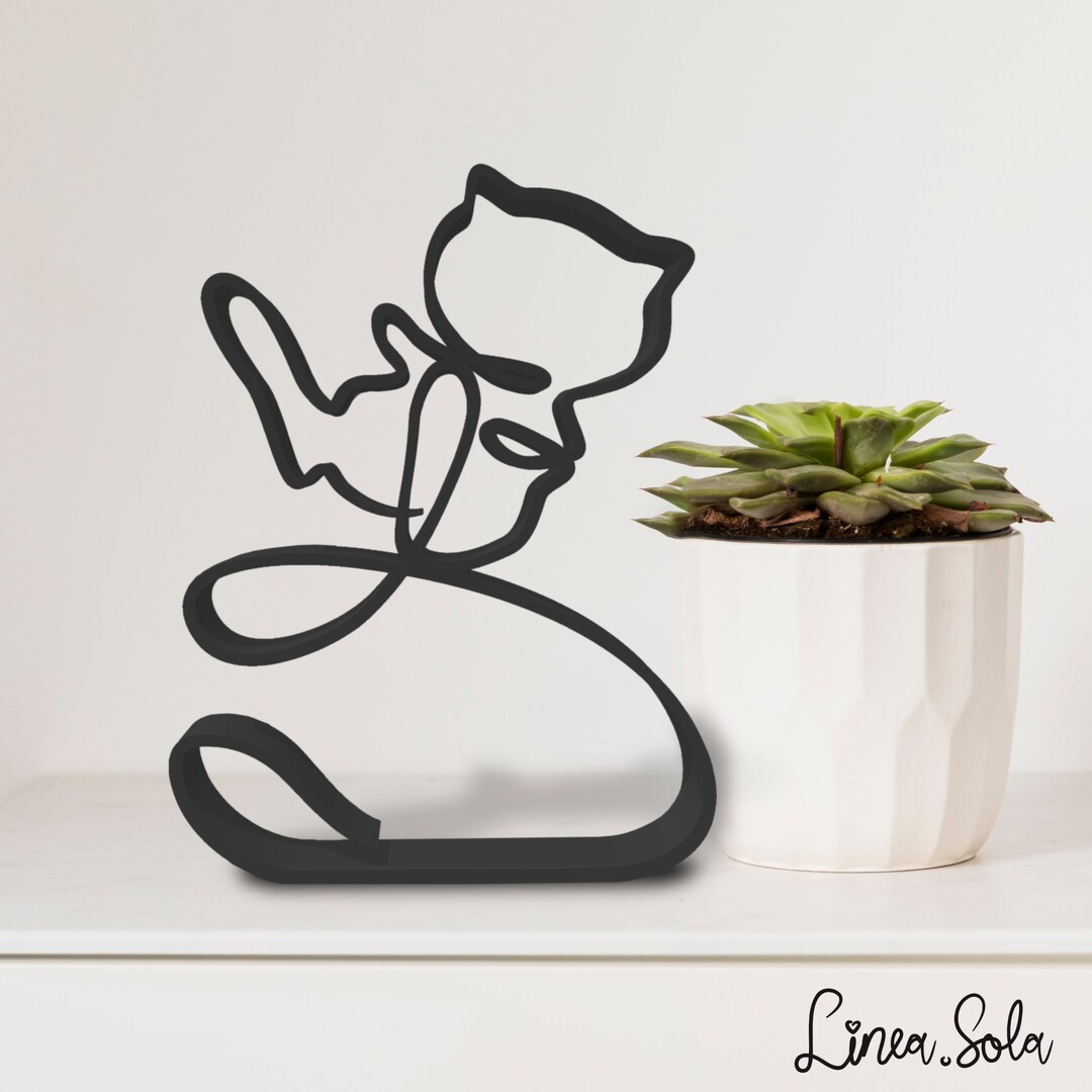 Mew Line Sculpture Figuur, Minimalistische Pokemon Art, 3D Geprinte ...