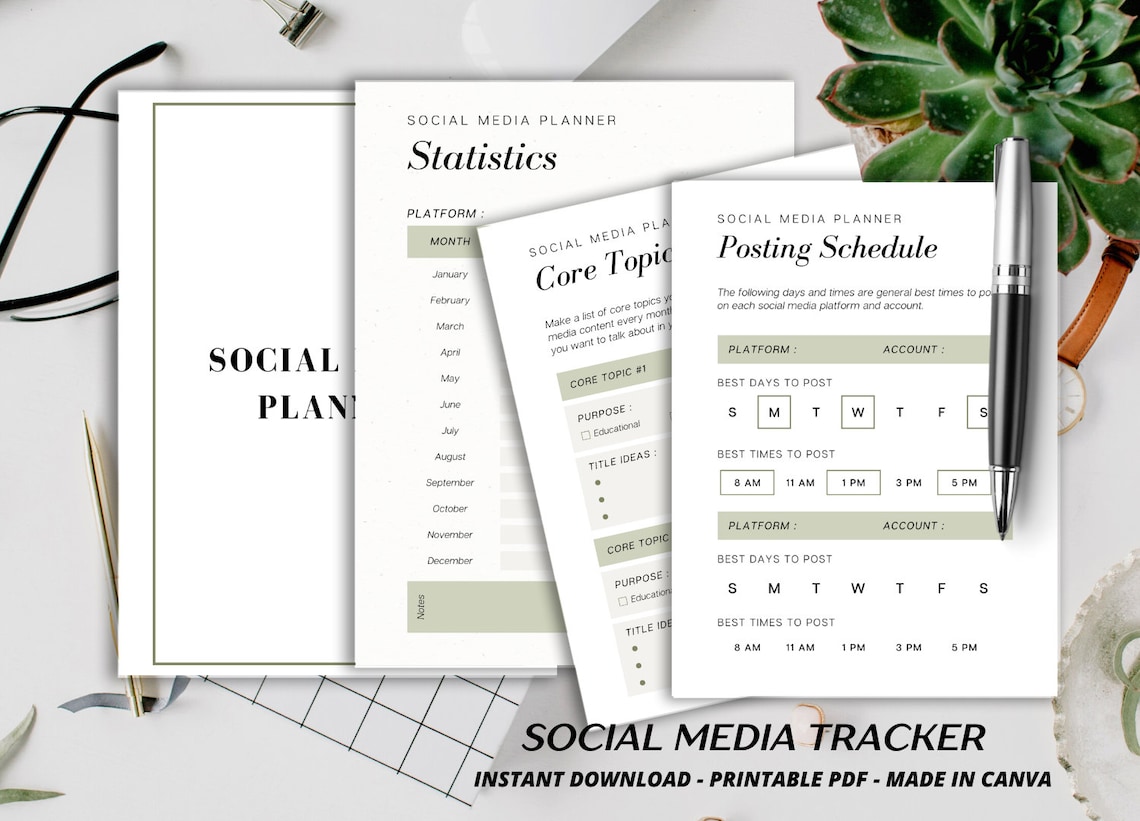 Printable Social Media Content Planner | Marketing Planner | Content ...