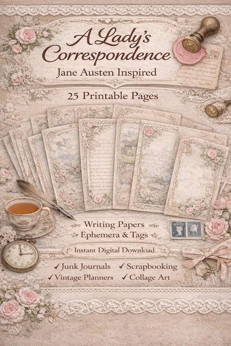 A Lady’s Correspondence – Jane Austen Inspired 25 Page Regency Junk ...