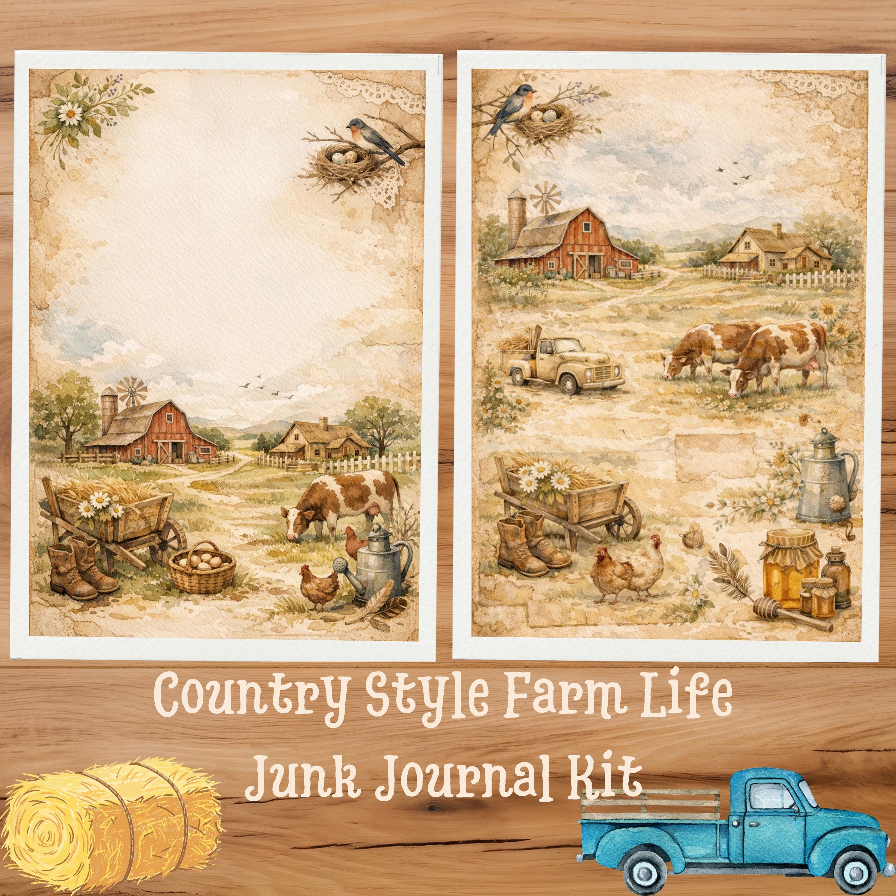 Country Farm Life Junk Journal Kit, Vintage Farm Ephemera Printable ...