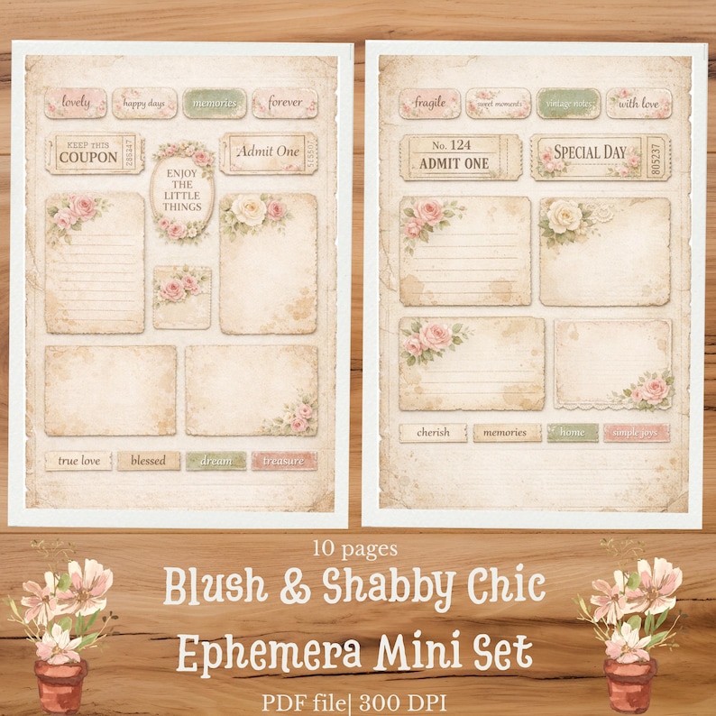 Printable Shabby Chic Mini Junk Journal Kit – Blush Floral Lace ...