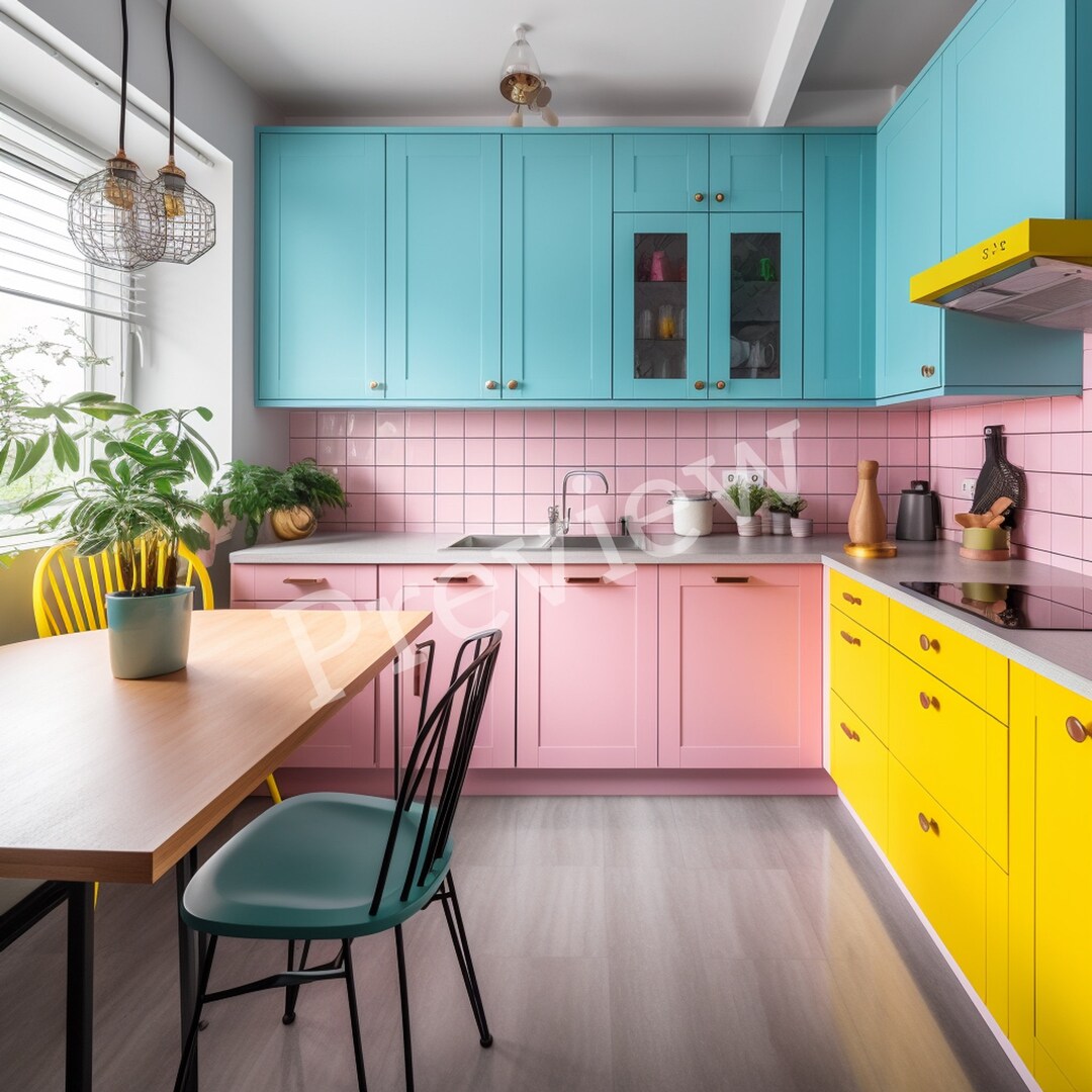 Kitchen Virtual Background With Pink Notes - Etsy