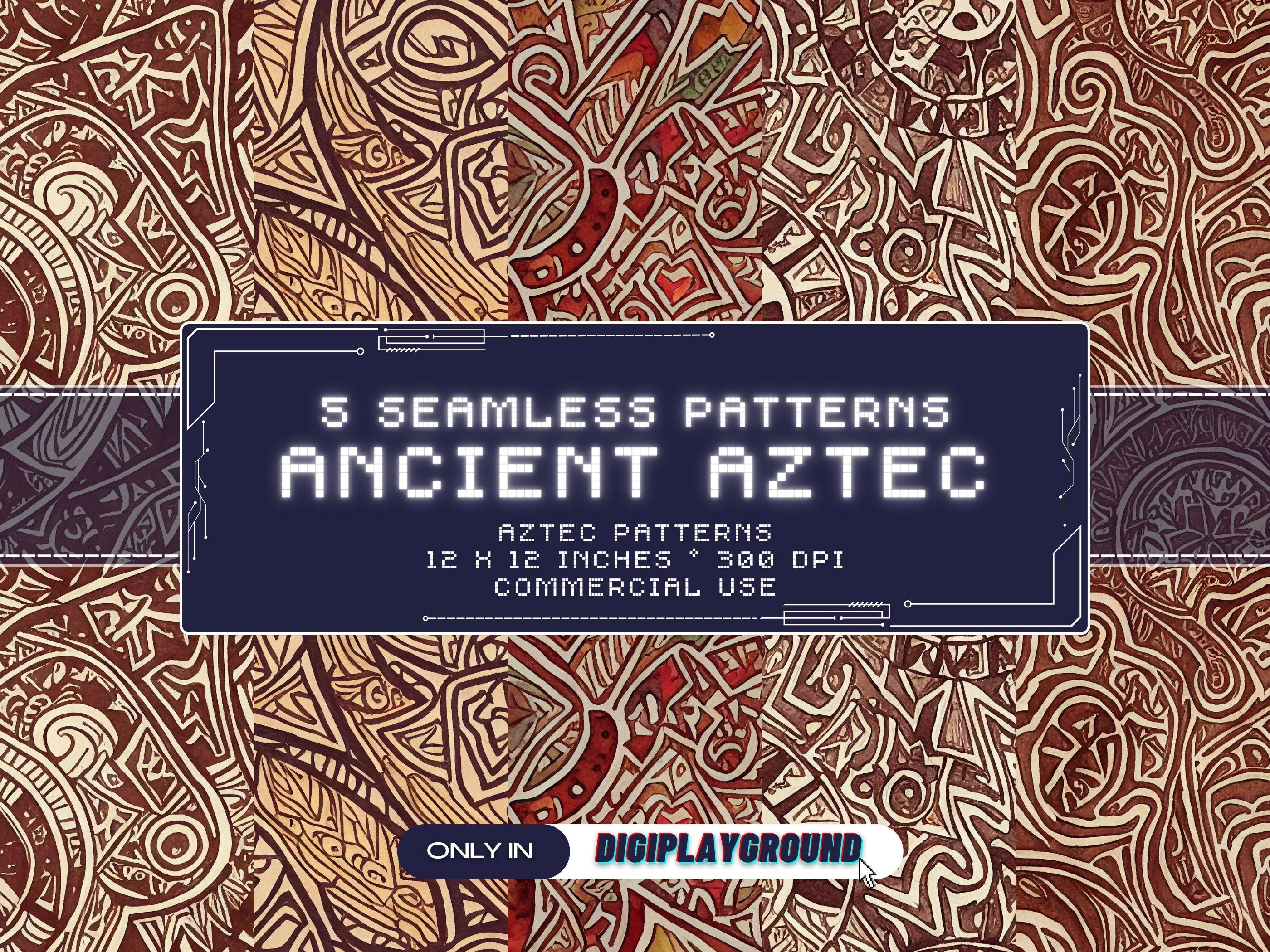 Aztec Seamless Digital Pattern, Abstract Aztec Design, Monochrome ...