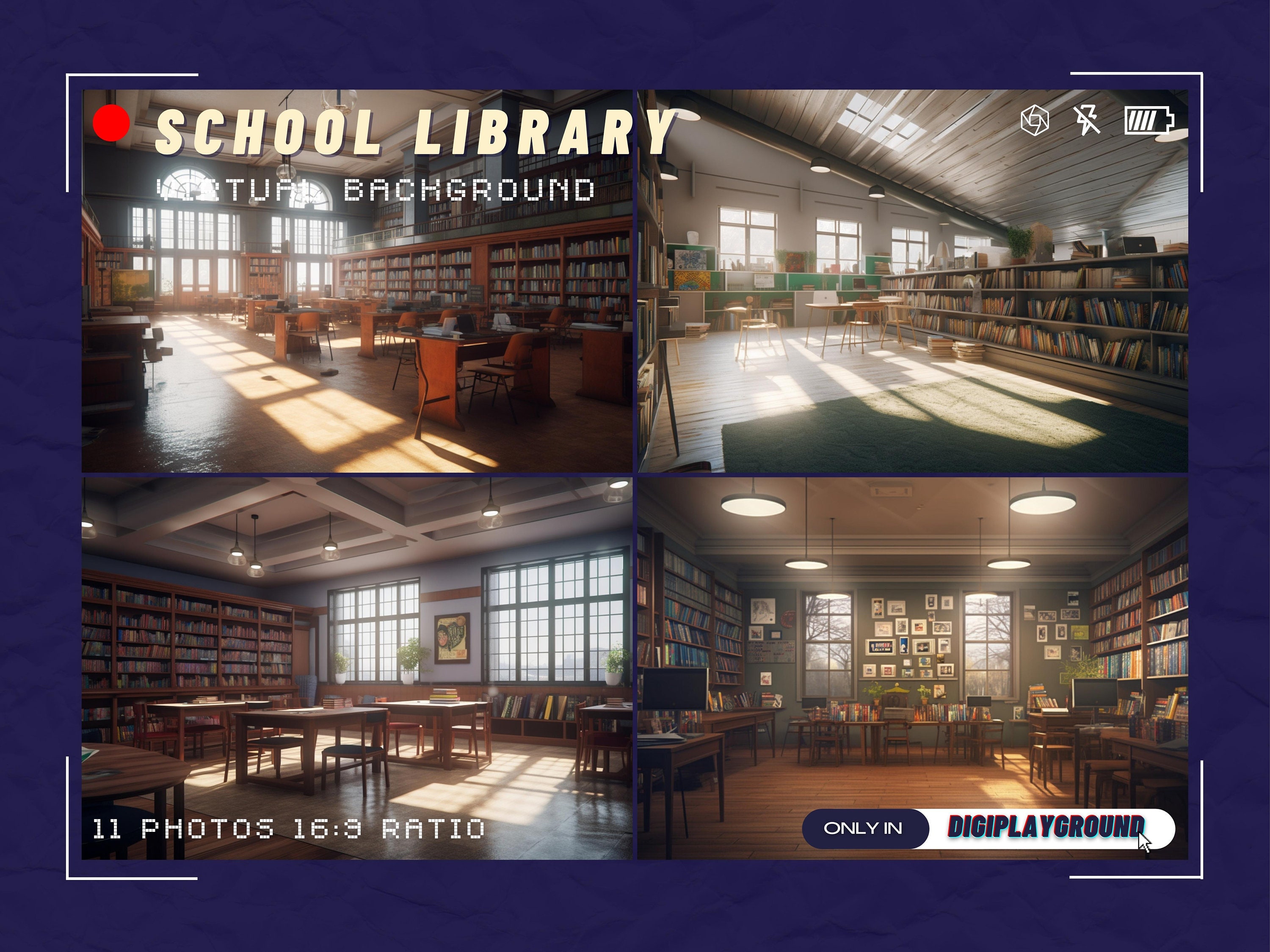 School Library Zoom Backgrounds Library Streaming - Etsy Finland