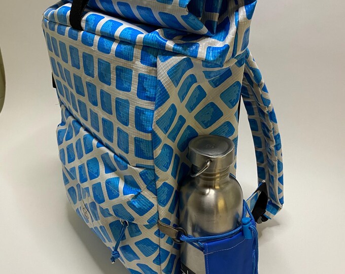 Upcycled Backpack With a Pool Cover, Small 22 Liter Backpack With ...