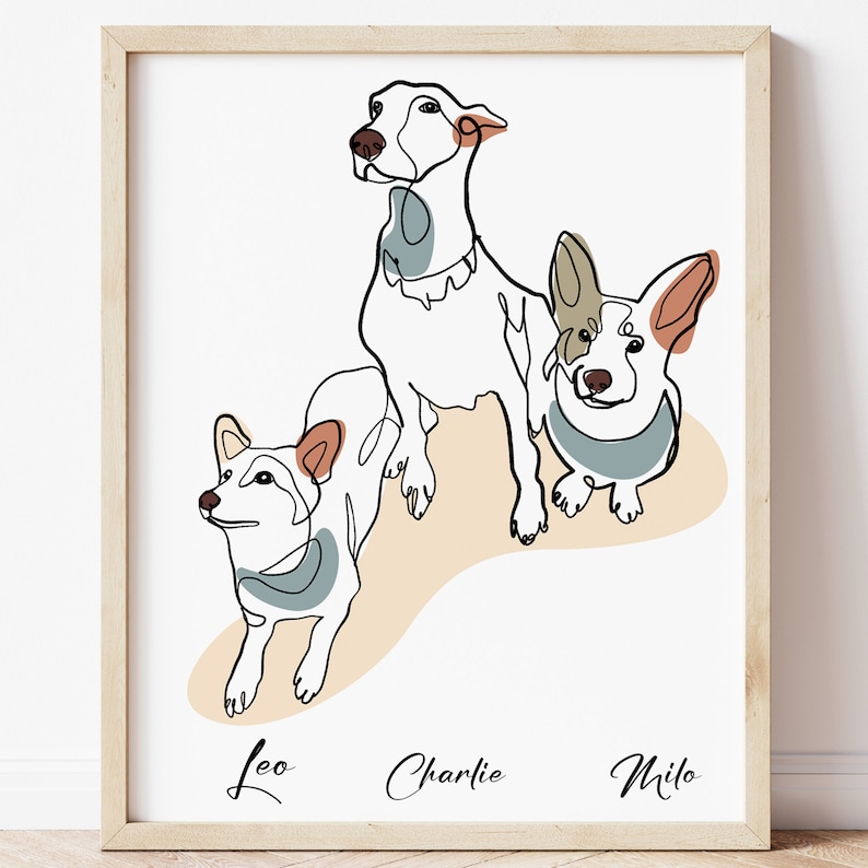 Dog Line Art Pet Line Drawingpet Paintingcat - Etsy