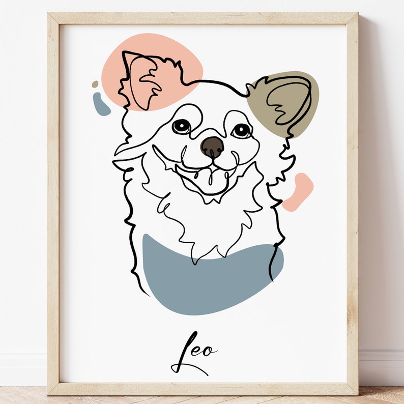 Dog Line Art Pet Line Drawingpet Paintingcat - Etsy