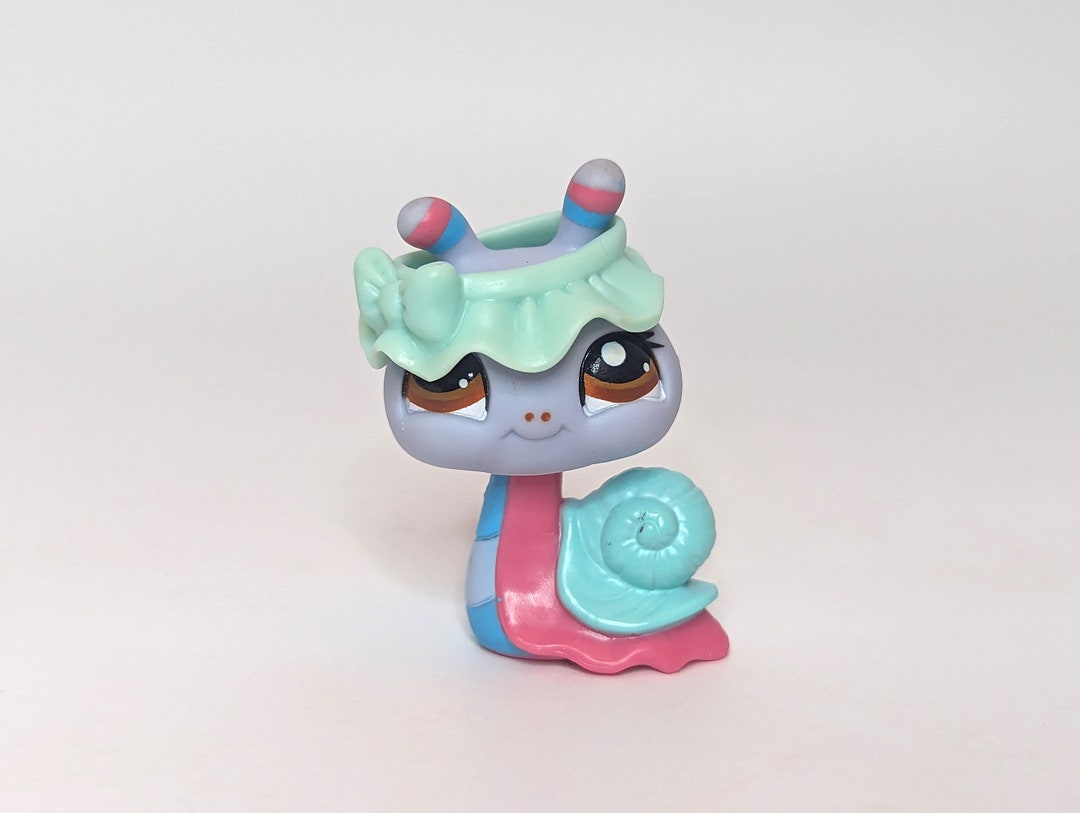 Littlest Pet Shop #1674 Blue Aqua Pink Striped Snail Brown Eyes - Etsy