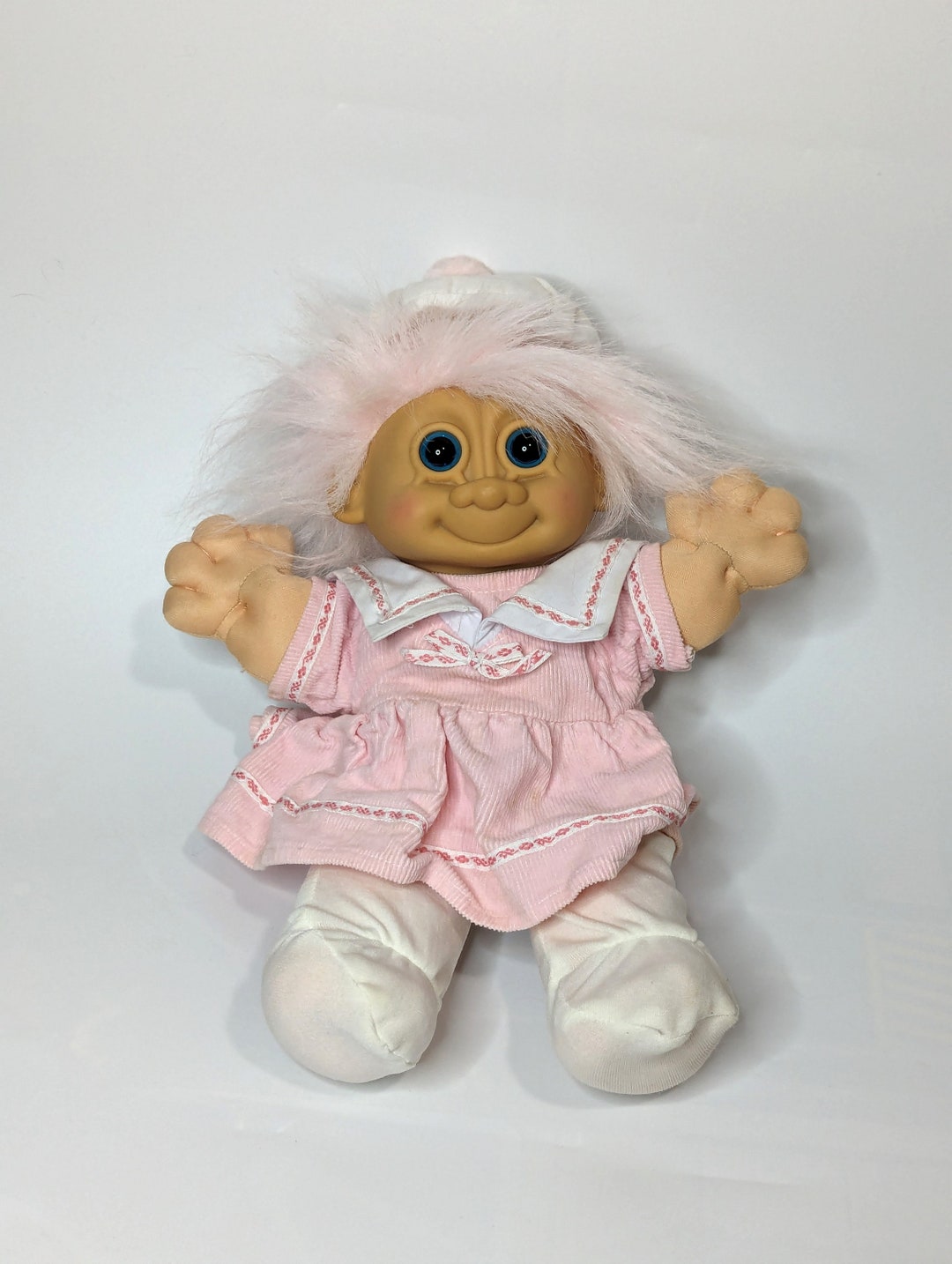 Vintage Russ Berrie Large Troll Plush Doll Pink Hair and Pink Outfit 12 ...