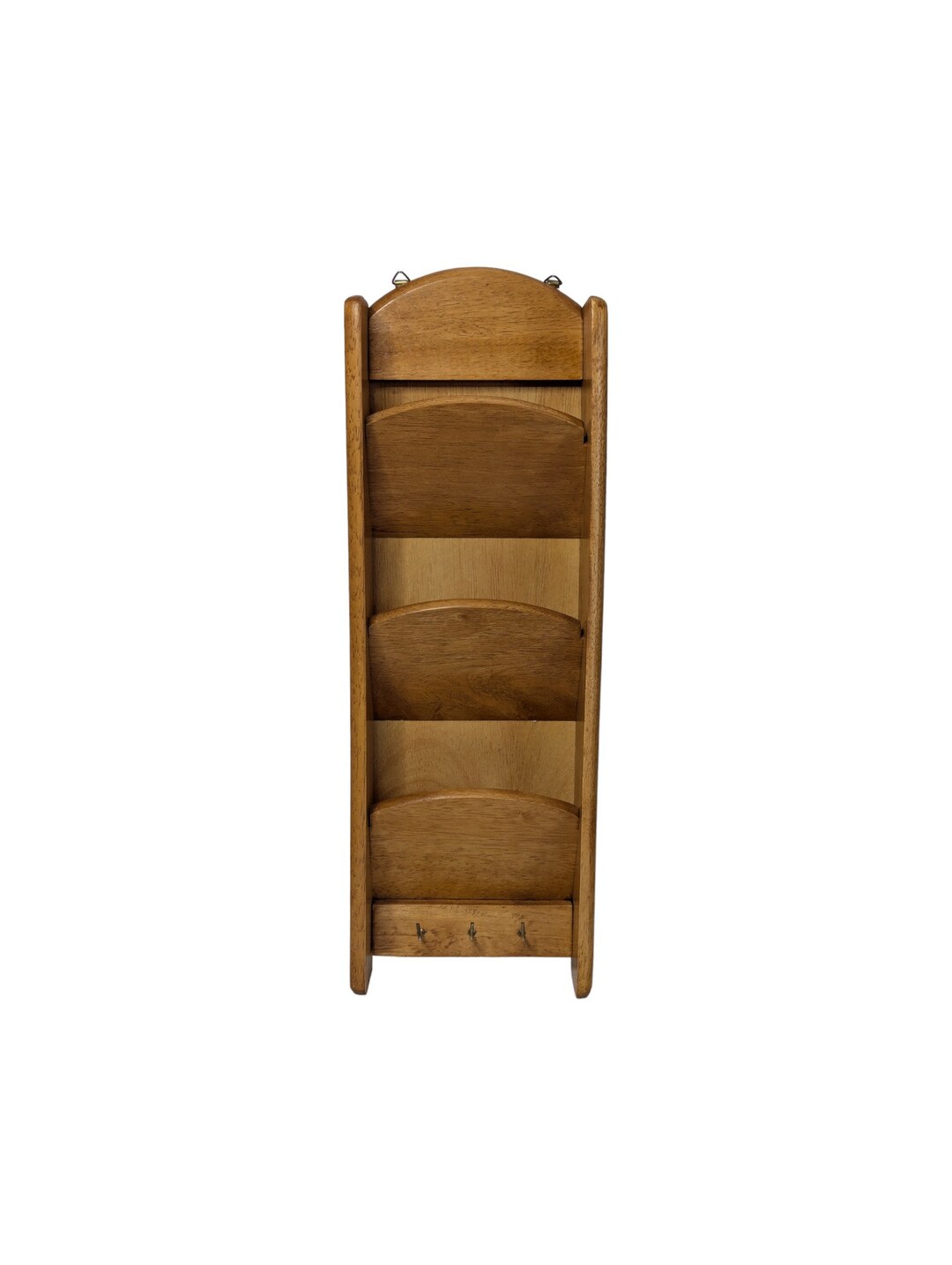 Vintage Rustic 3-tier Farmhouse Wooden Wall Mail Organizer With Hooks ...