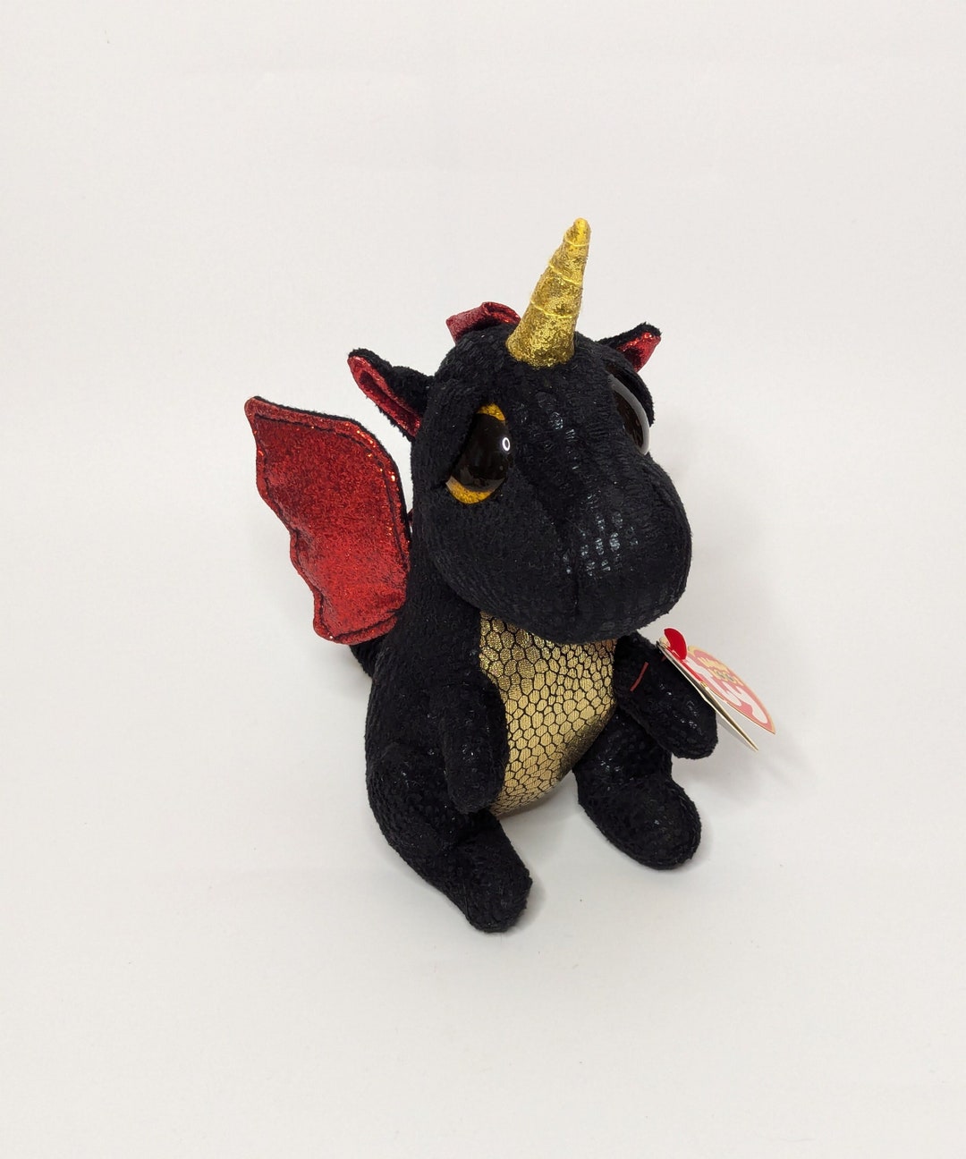 Ty Beanie Boos Grindal Black Red Gold Unicorn Dragon 6 With Hang Tag - Etsy