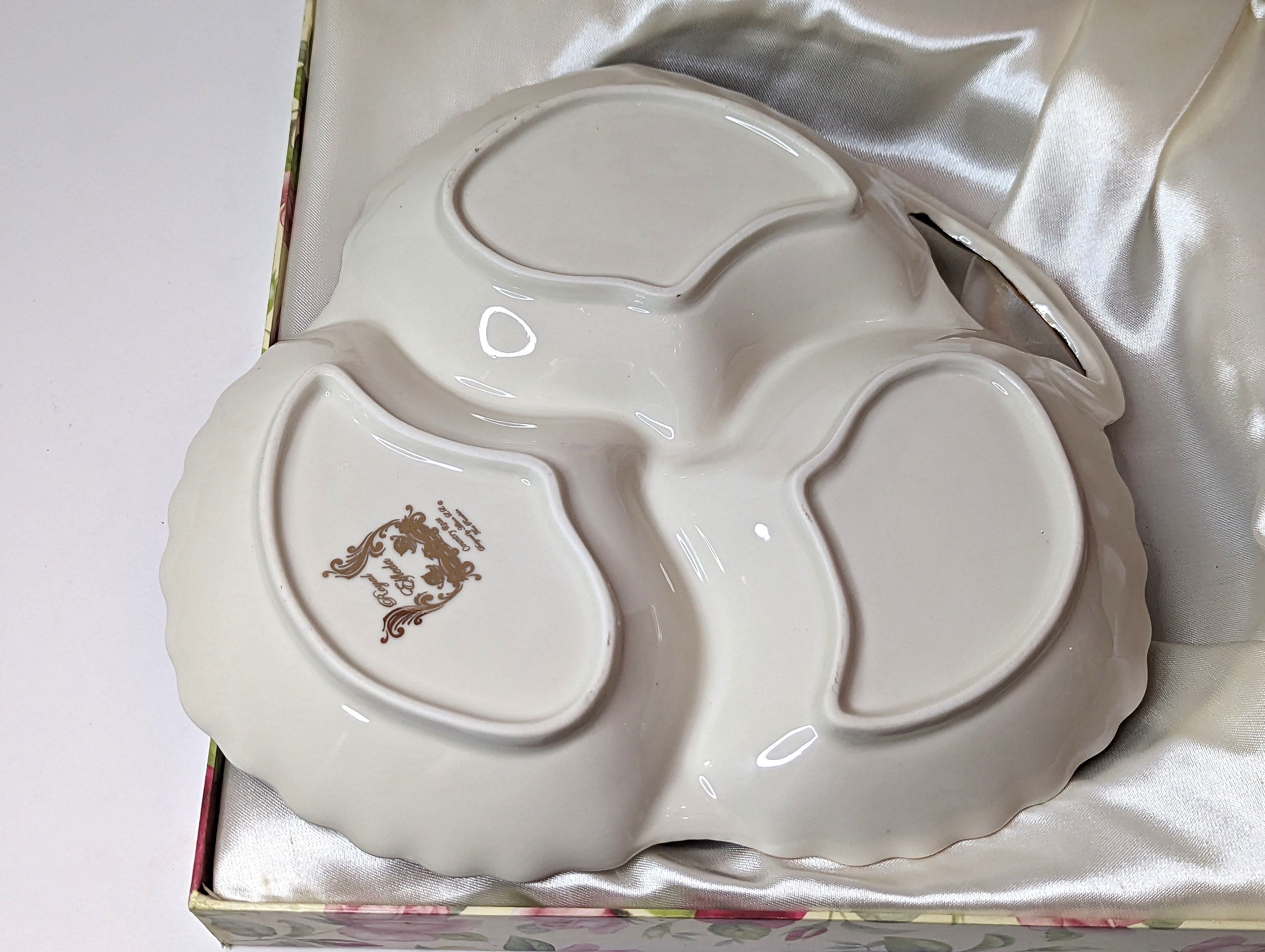 Vintage Royal Elfleda Country Rose Golden Handled 3 Section - Etsy