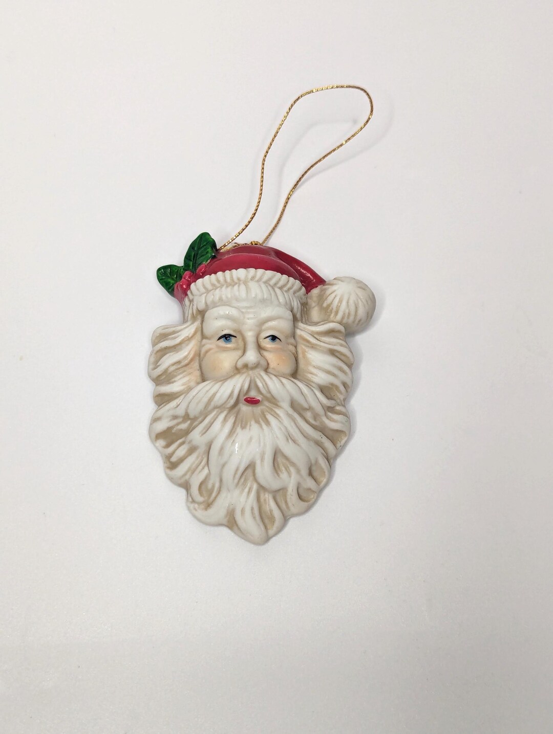 Vintage Porcelain Santa Claus Head Christmas Tree Hanging Ornament Mold ...