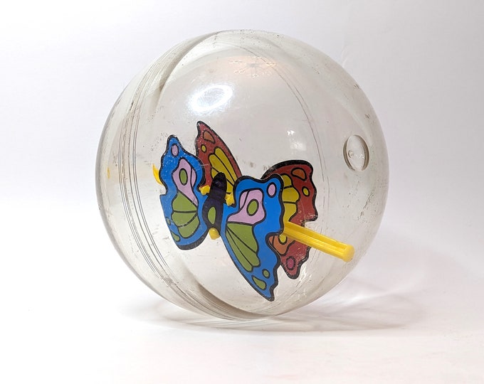 Vintage Playskool 1970s Clear Plastic Flutter Ball Butterfly Toy for ...