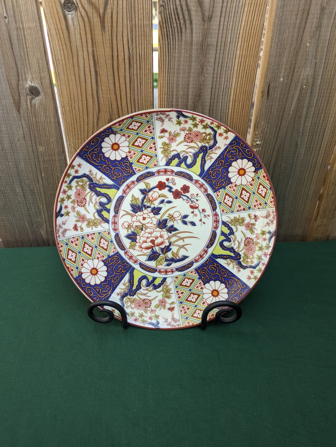 Vintage Japanese Gold Imari Display Plate Hand Painted 10 Inch Blue ...
