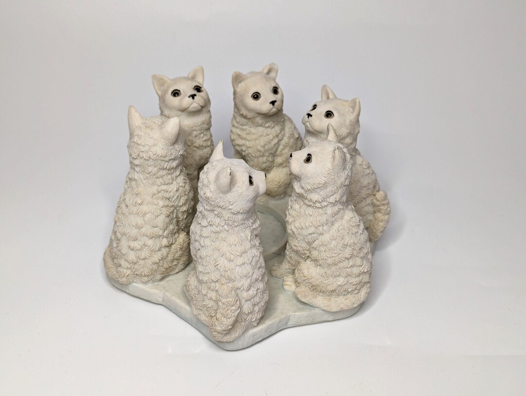 Vintage CCI 2002 Continental Creations Circle of White Cats Unity Tea ...