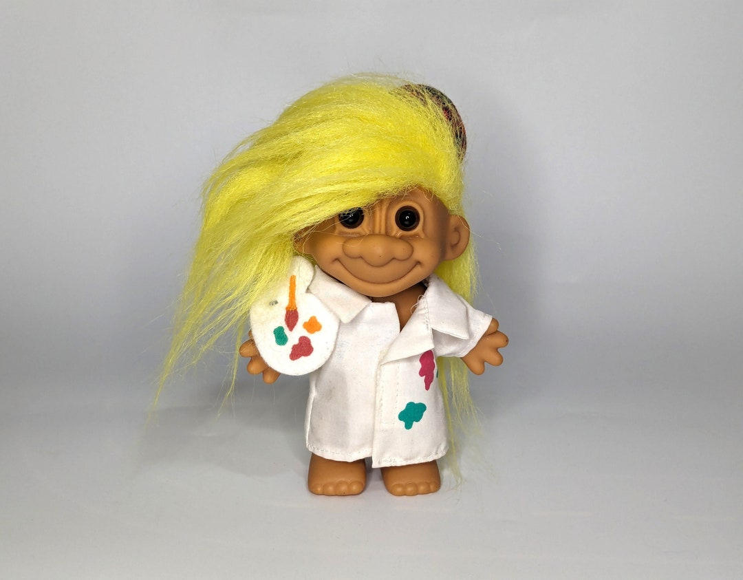 Vintage 1990's Russ Troll Collection Painter Doll With Yellow Hair - Etsy