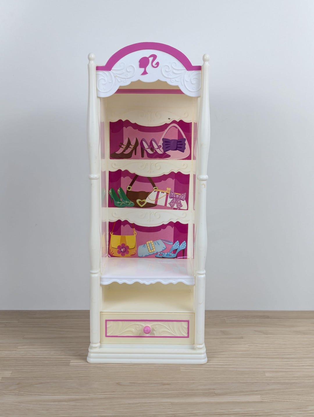 Barbie Dream House Closet Wardrobe Armoire White Pink Doll House ...
