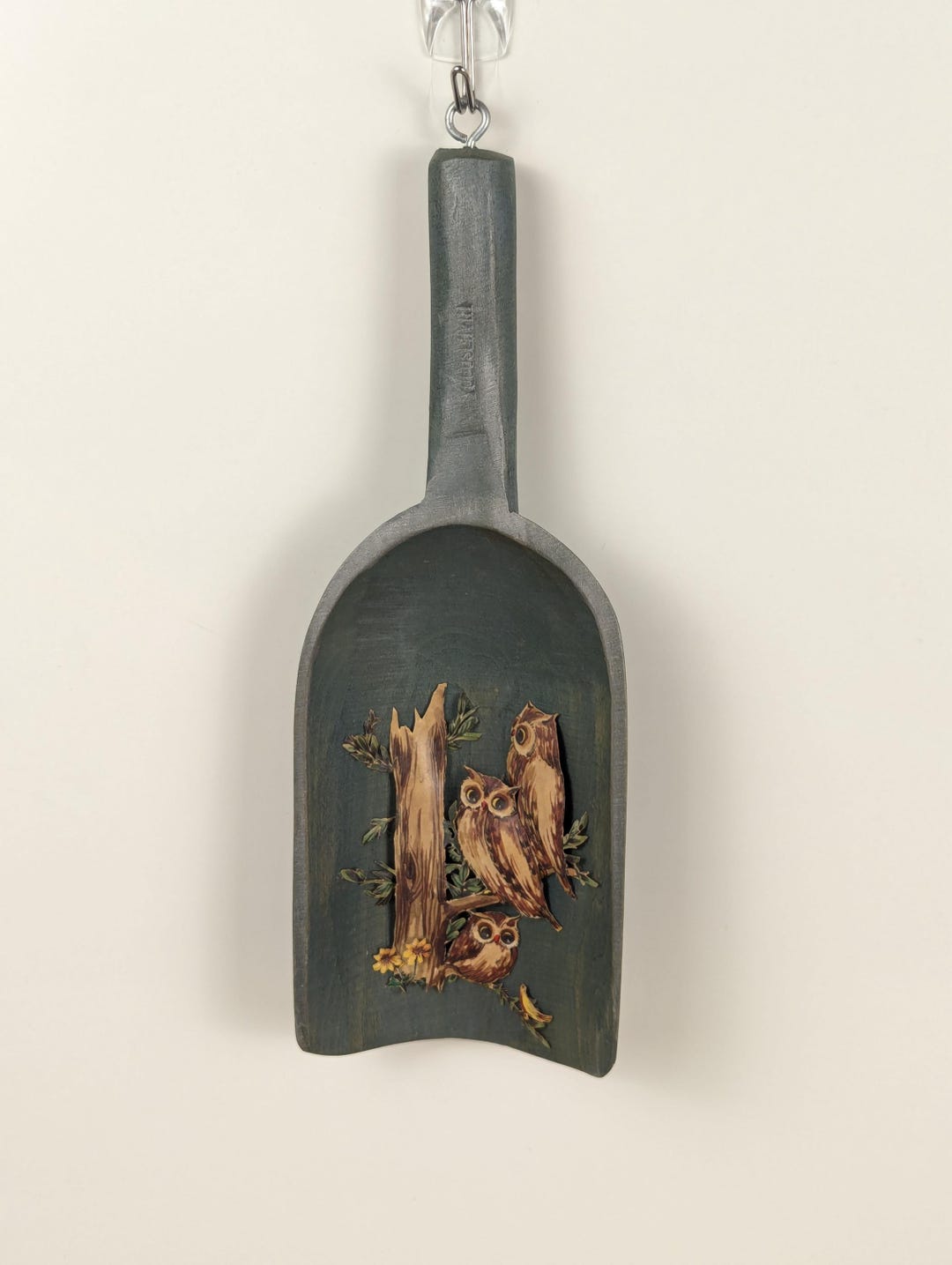 Vintage Rustic Wood Scoop Wall Art With Cutout Retro Owls Kitchen ...