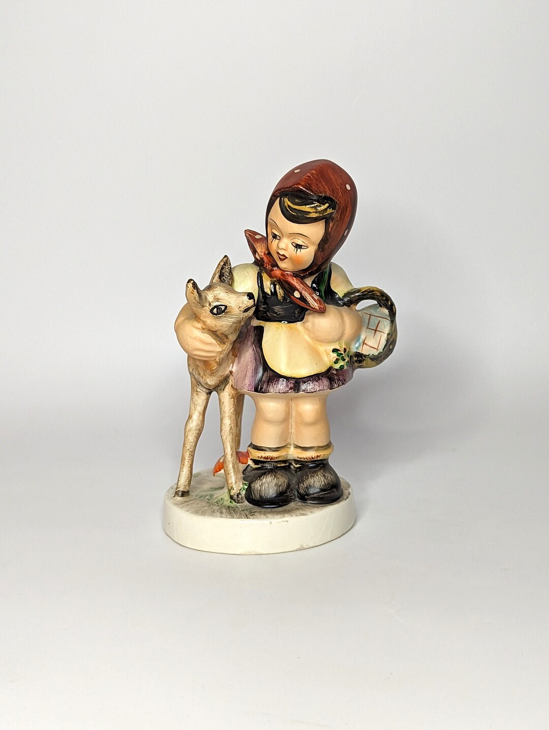 Vintage Friedel Bavaria Girl With Deer Germany Porcelain Figurine Hand ...