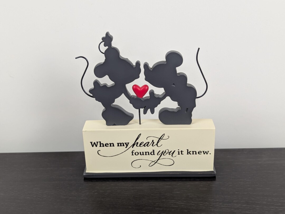Hallmark Disney Mickey and Minnie Mouse Shadow Self Love Sign Red Heart ...