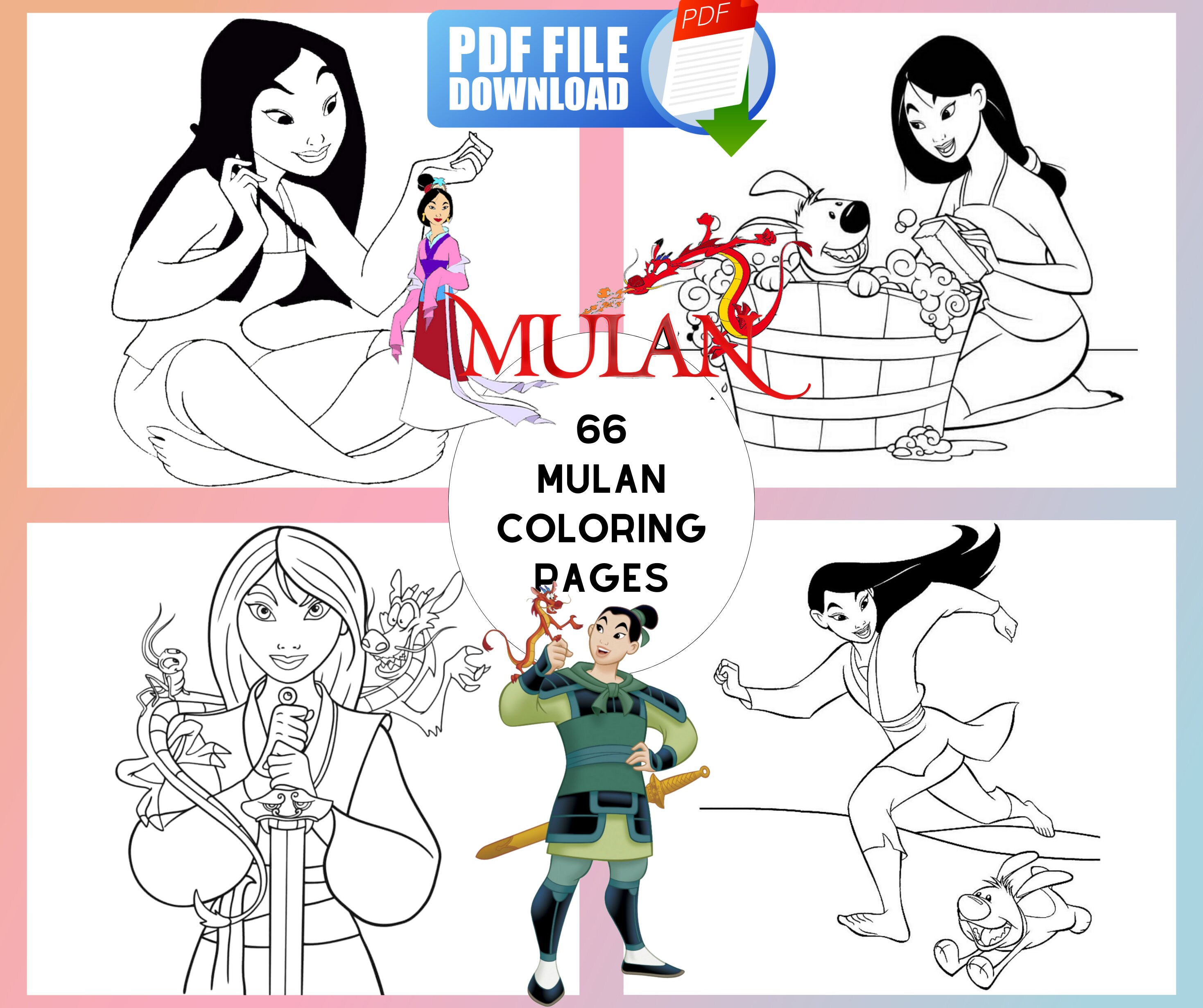 Disney Mulan And Mushu Coloring Pages