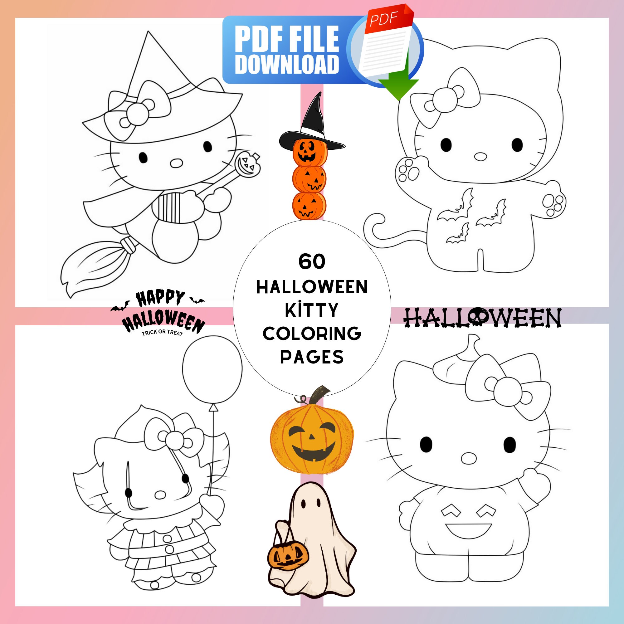 Hello Kitty Halloween Coloring Pages
