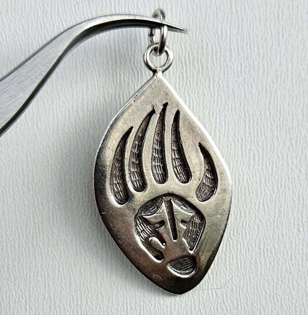 Vintage NATIVE AMERICAN HOPI 925 Sterling Silver Bear Paw Pendant by ...