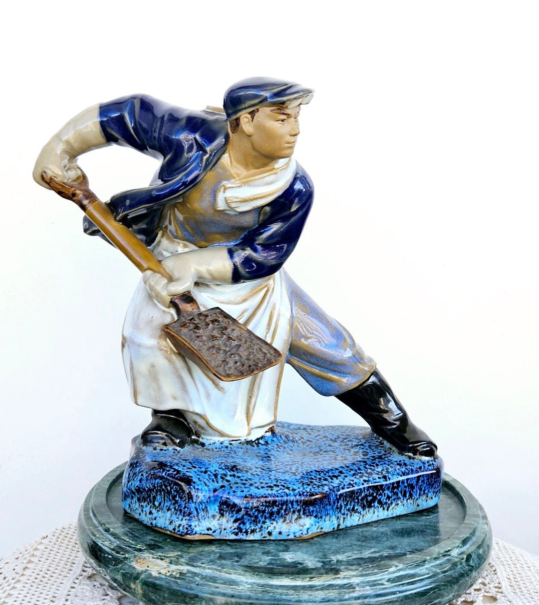 Shiwan Ceramic Figurine Metallurgist Worker China Cultural Revolution ...