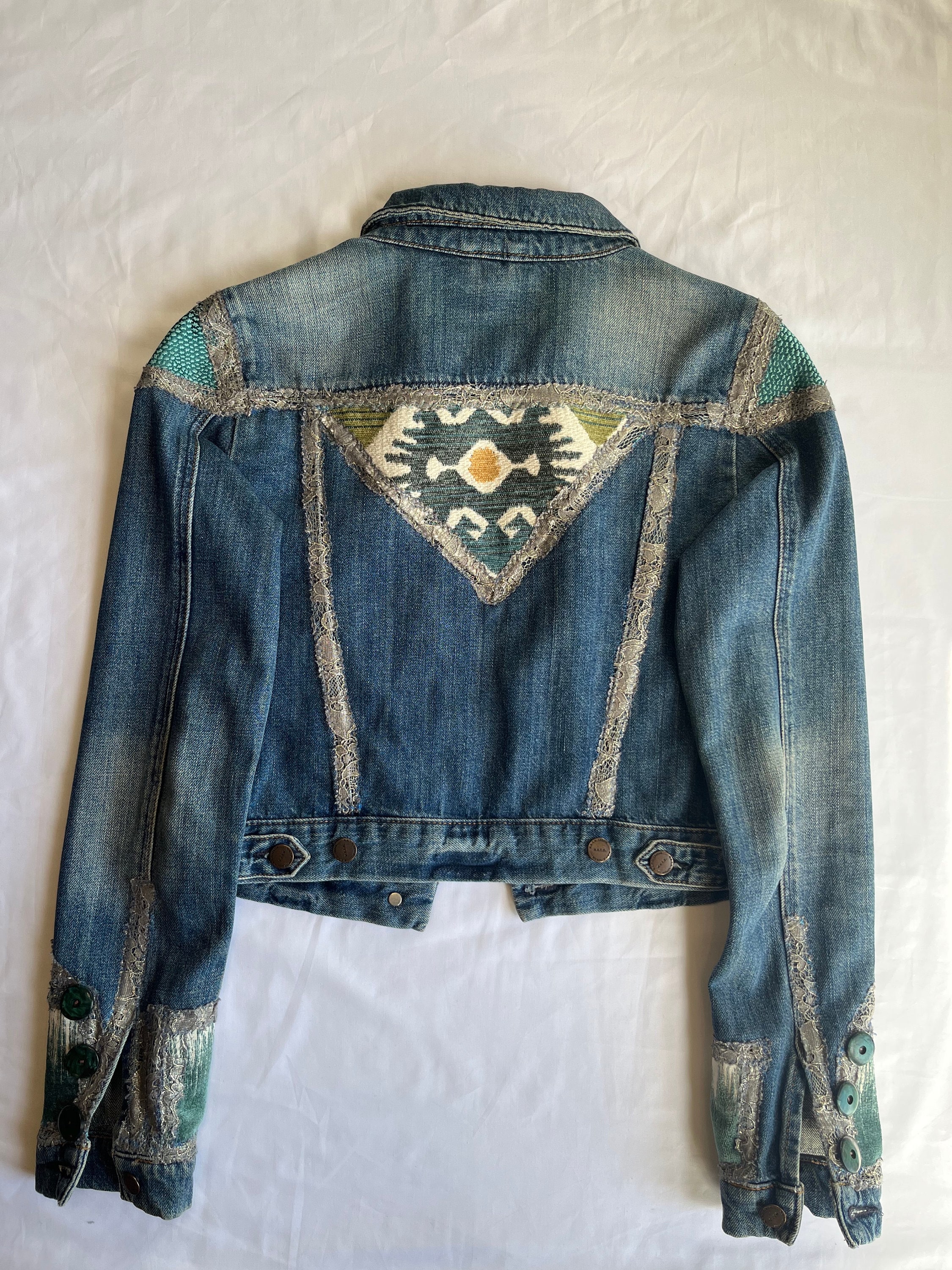 Custom Denim Jacket Reworked With Appliqué Lace and Fine Fabrics - Etsy