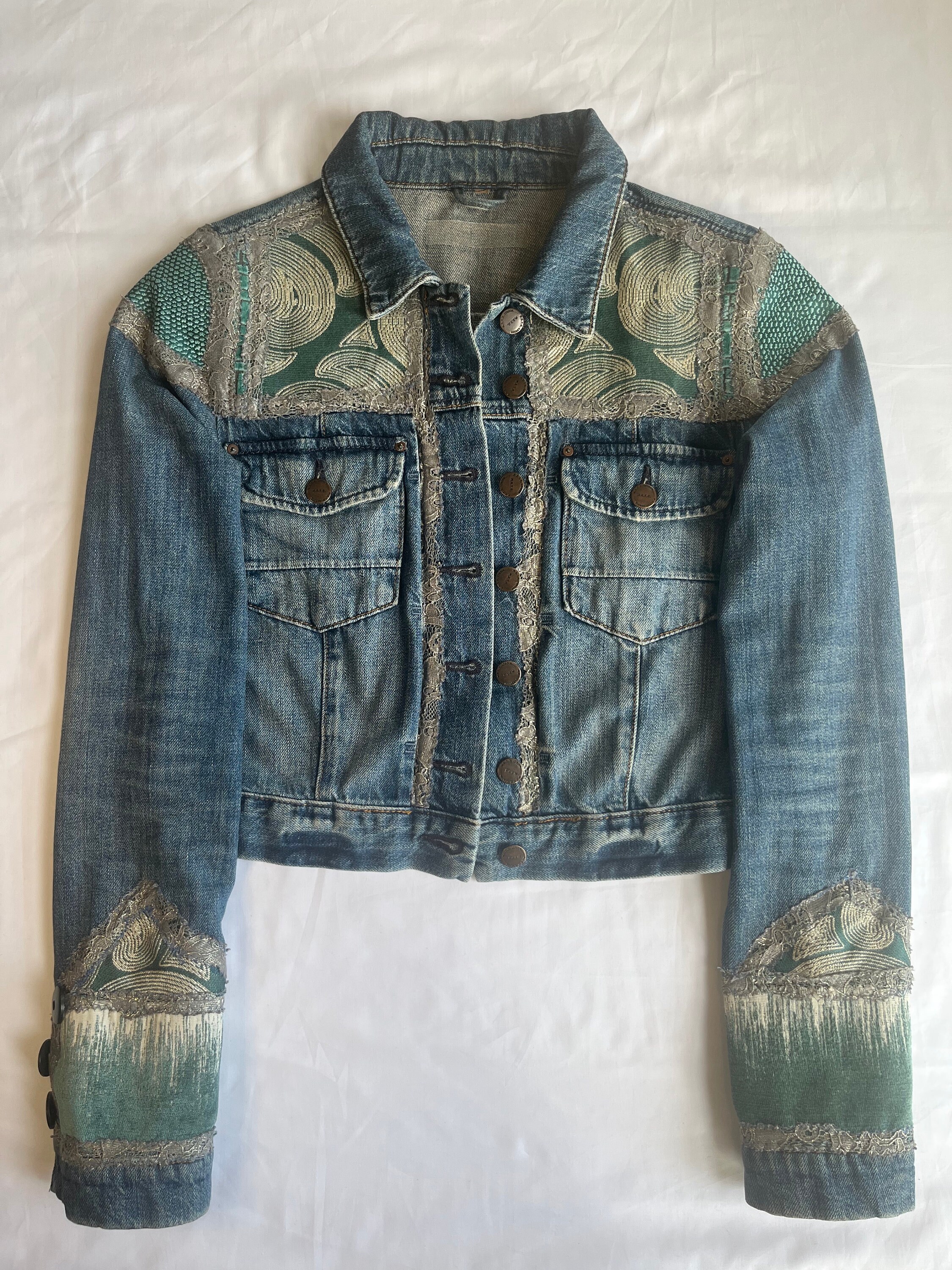 Custom Denim Jacket Reworked With Appliqué Lace and Fine Fabrics - Etsy