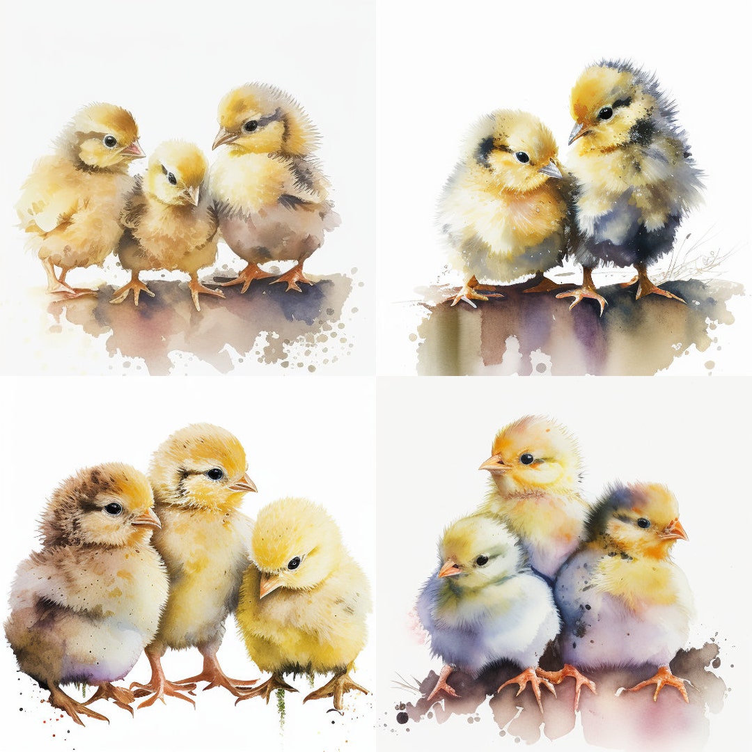 Cute Baby Chicks Watercolor, Cute Farm Animal Sublimation, Photo Bundle ...
