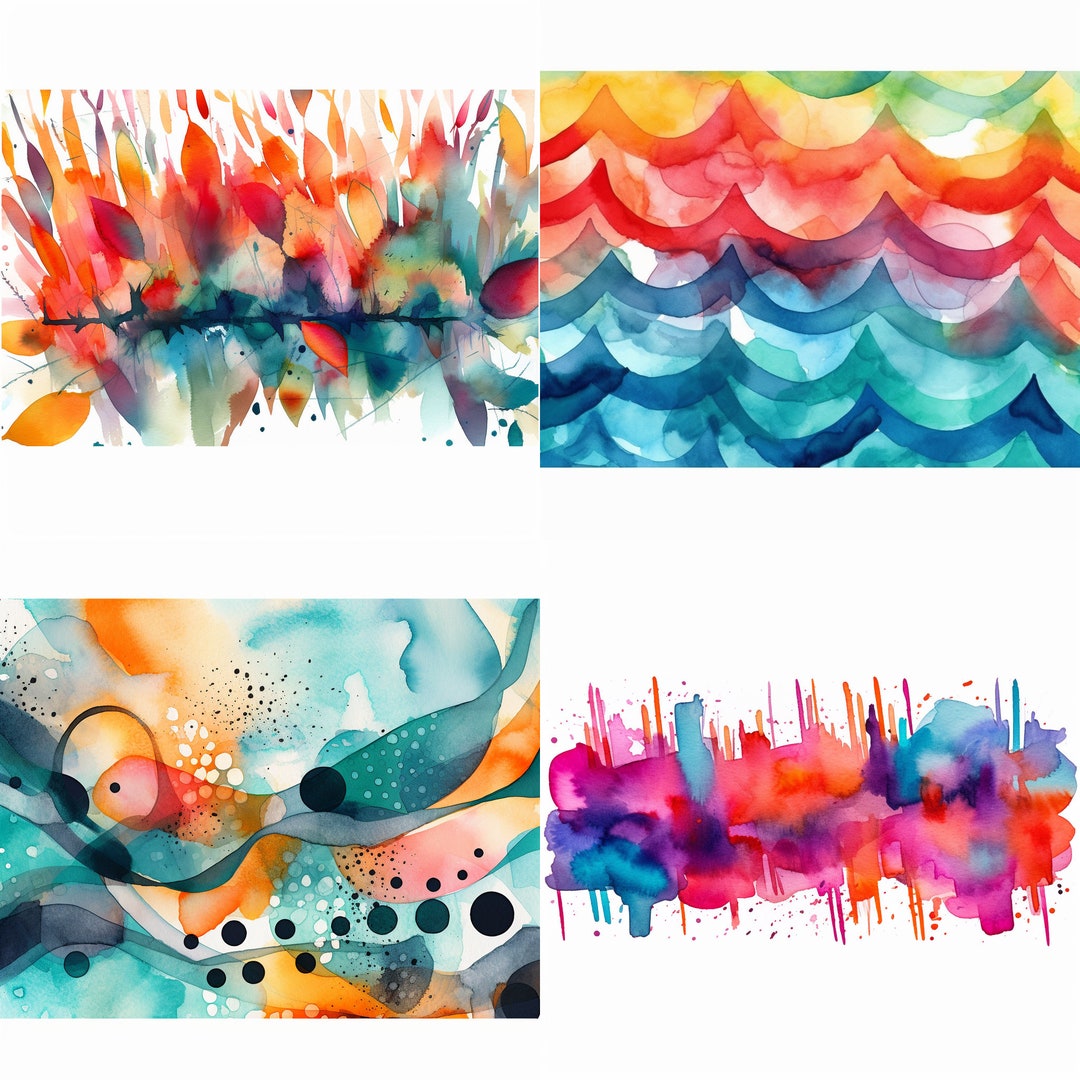 Watercolor Vibrant, Abstract Banner, Clipart, Card Making, Wall Art ...
