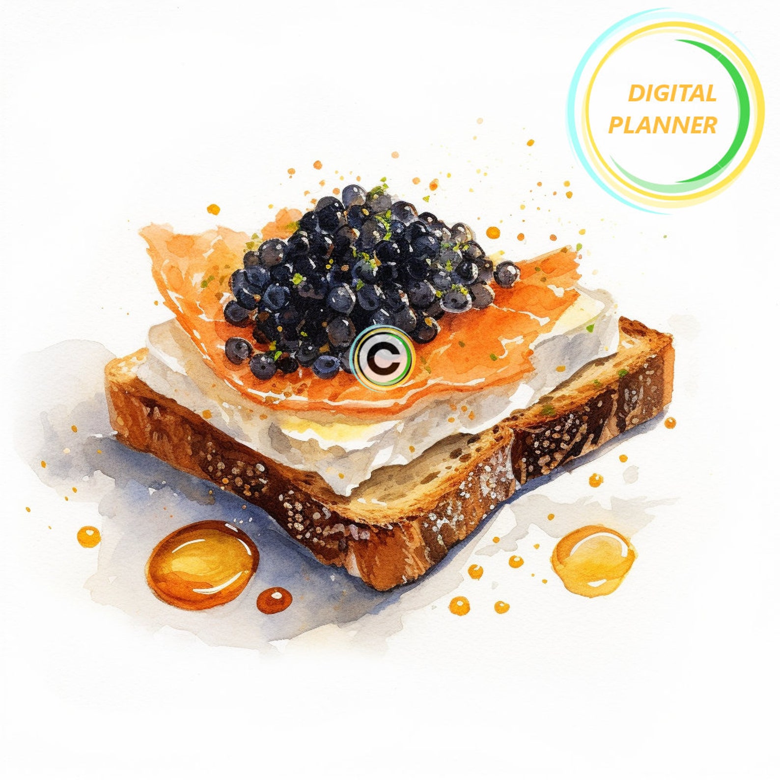 Watercolor Caviar, Clipart, Culinary, Card Making, Wall Art Decoration ...